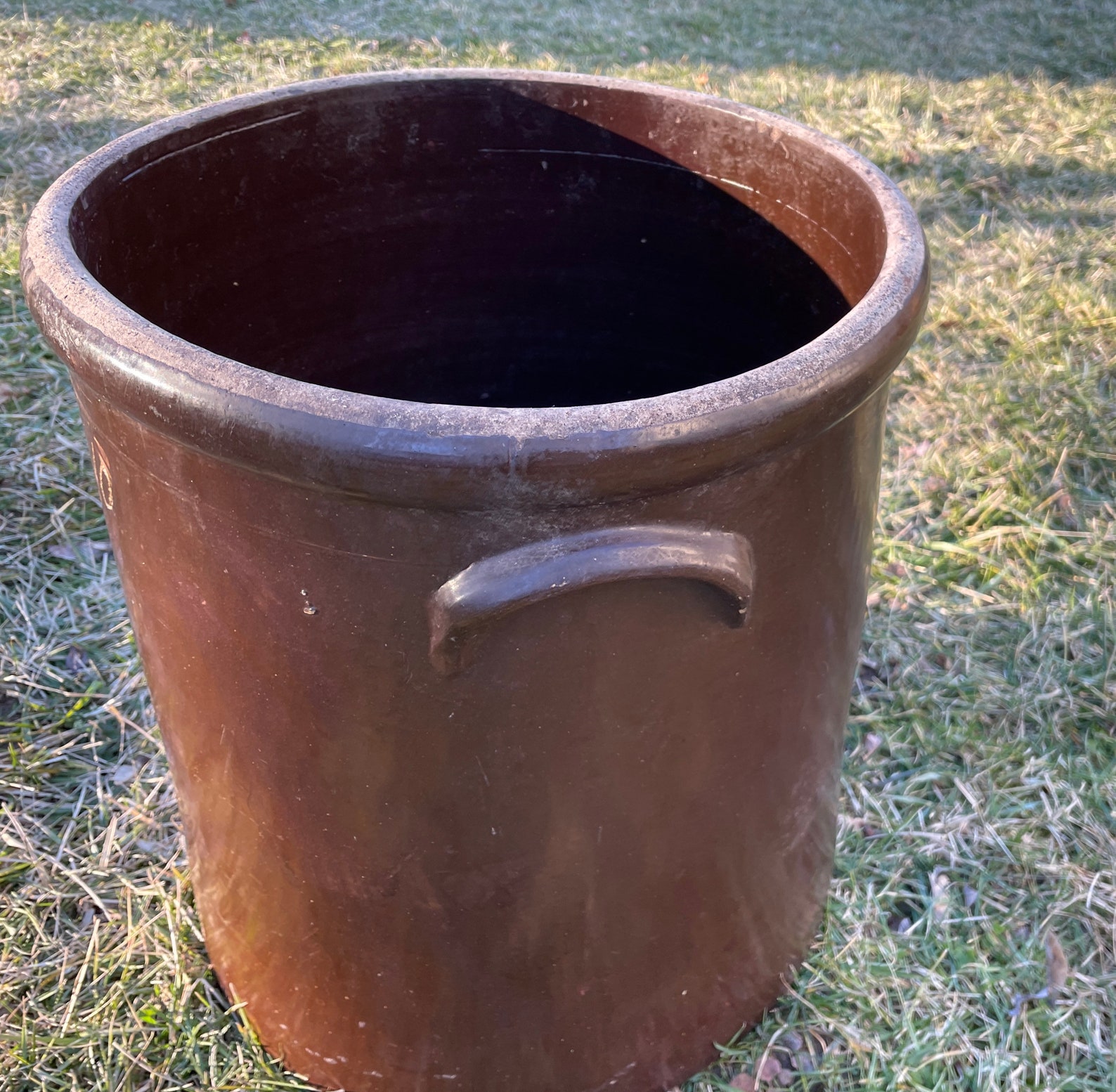 Antique 10 Gallon Stoneware Crock Large Brown Glazed Crock | Etsy