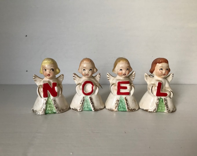 Vintage NOEL Christmas Angel Bell Ornaments Made in Japan Mid Century ...