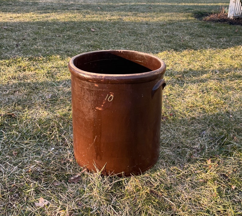 Antique 10 Gallon Stoneware Crock Large Brown Glazed Crock - Etsy