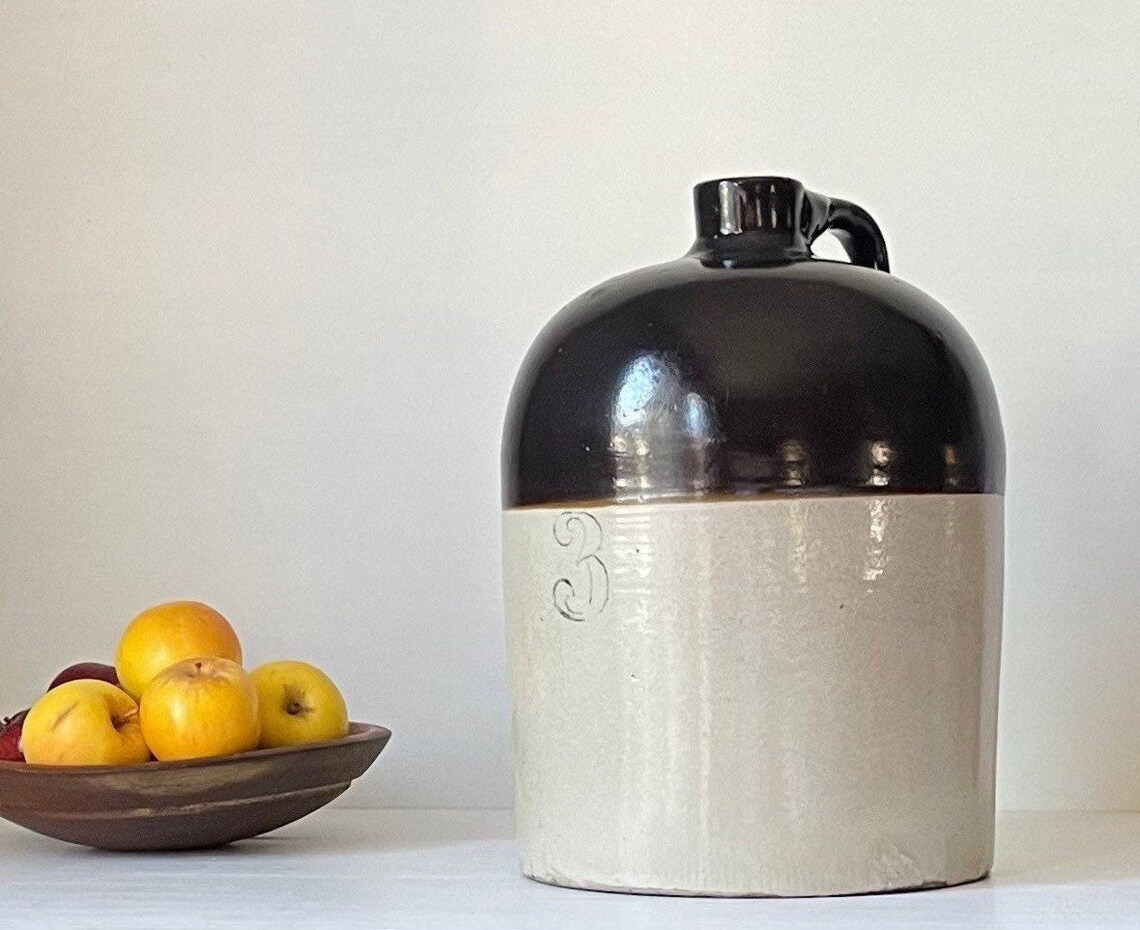 Antique Brown Beige Stoneware Crock Jug 3 Gallon - Etsy
