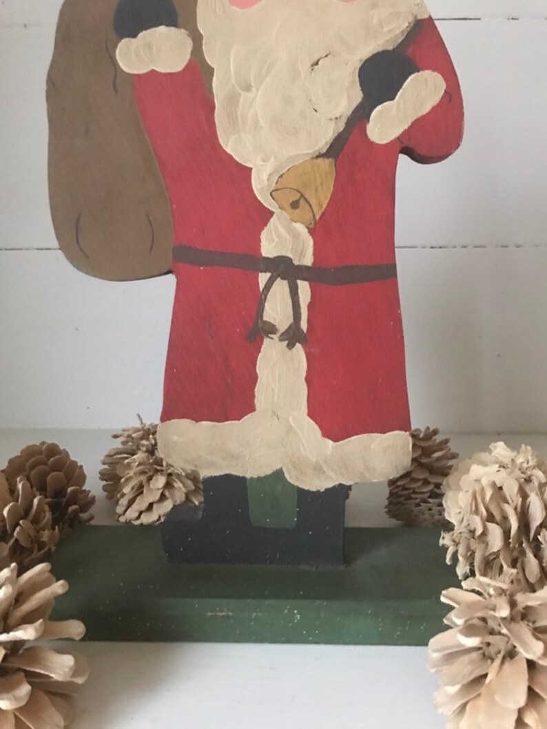 Wood Folk Art Santa Christmas Decoration | Etsy