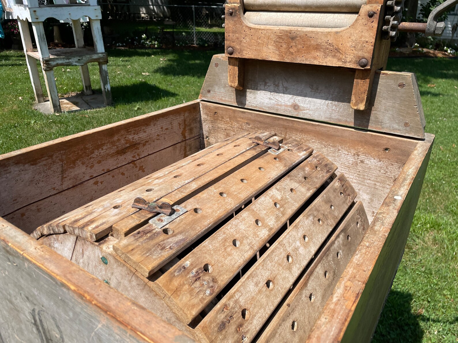 Antique Hand Crank Wash Machine With Wringer Primitive Laundry - Etsy