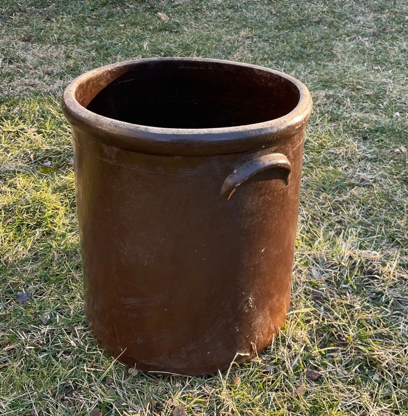 Antique 10 Gallon Stoneware Crock Large Brown Glazed Crock - Etsy