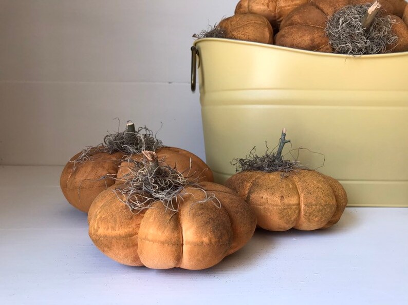 Fall Farmhouse Fabric Pumpkins Primitive Pumpkin Decor Set | Etsy