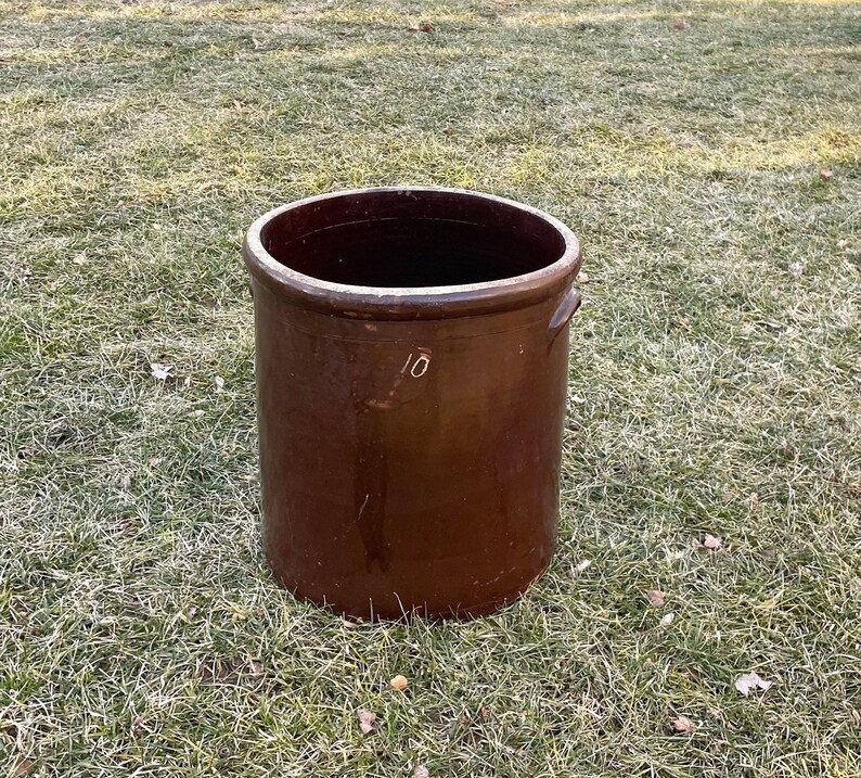 Antique 10 Gallon Stoneware Crock Large Brown Glazed Crock - Etsy