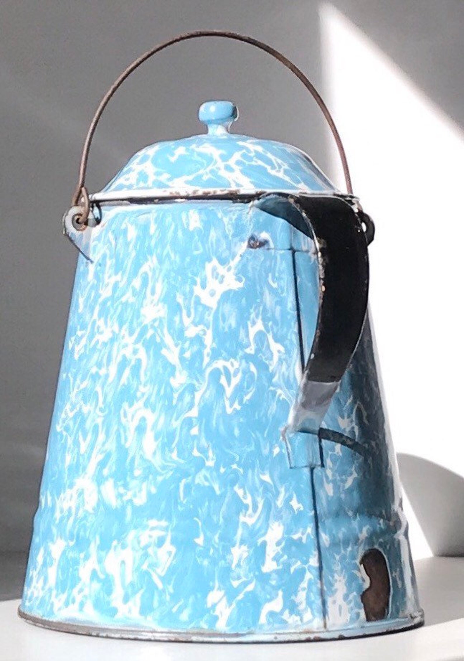 Large Enamel Coffee Pot / Antique Farmhouse Kitchen / Vintage ...