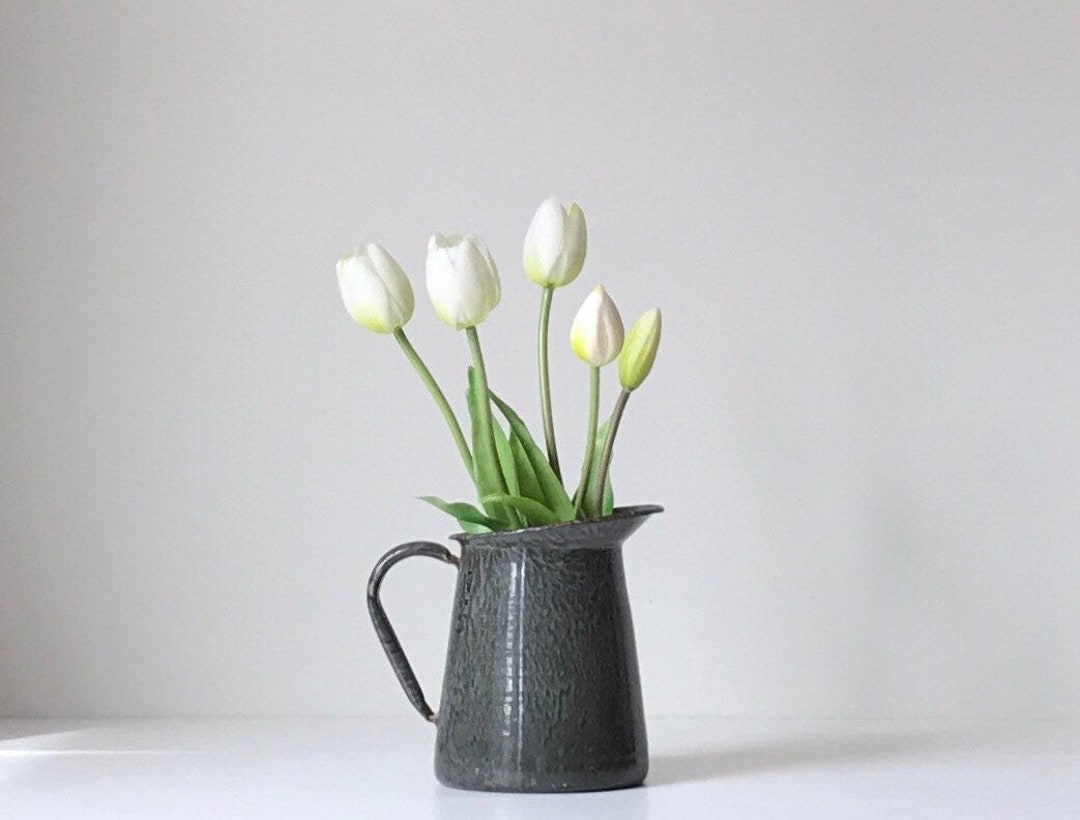 Small Blue Gray Enamel Pitcher - Etsy