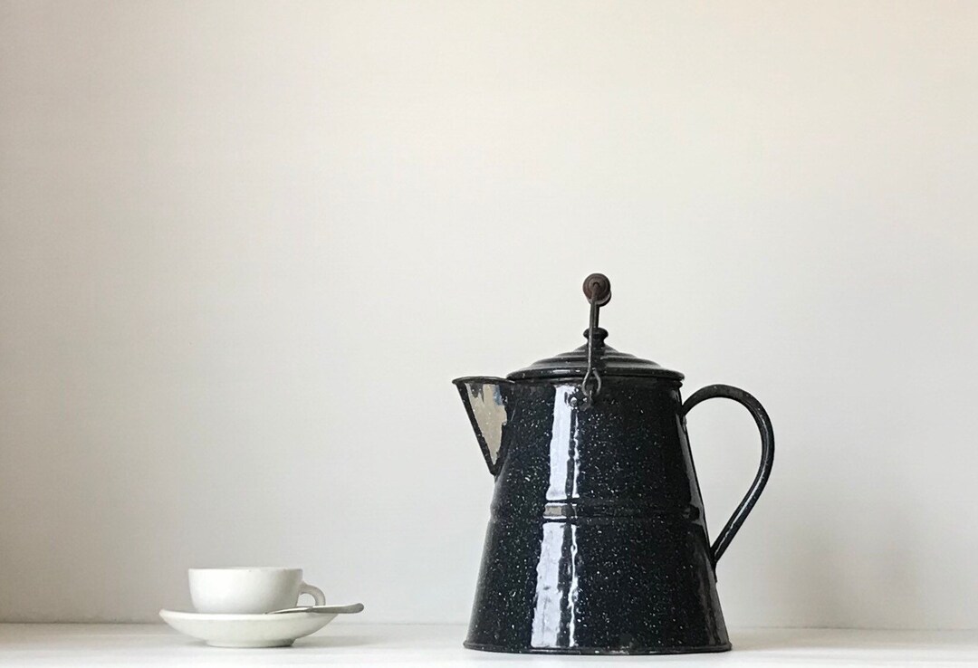 Large Enamel Coffee Pot Country Farmhouse Kitchen - Etsy