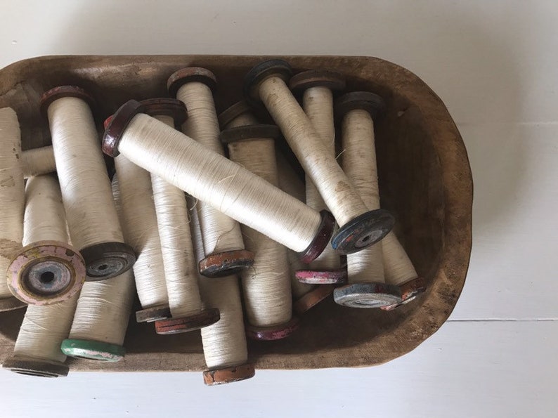 Vintage Wood Spools With White Thread Set of Three - Etsy