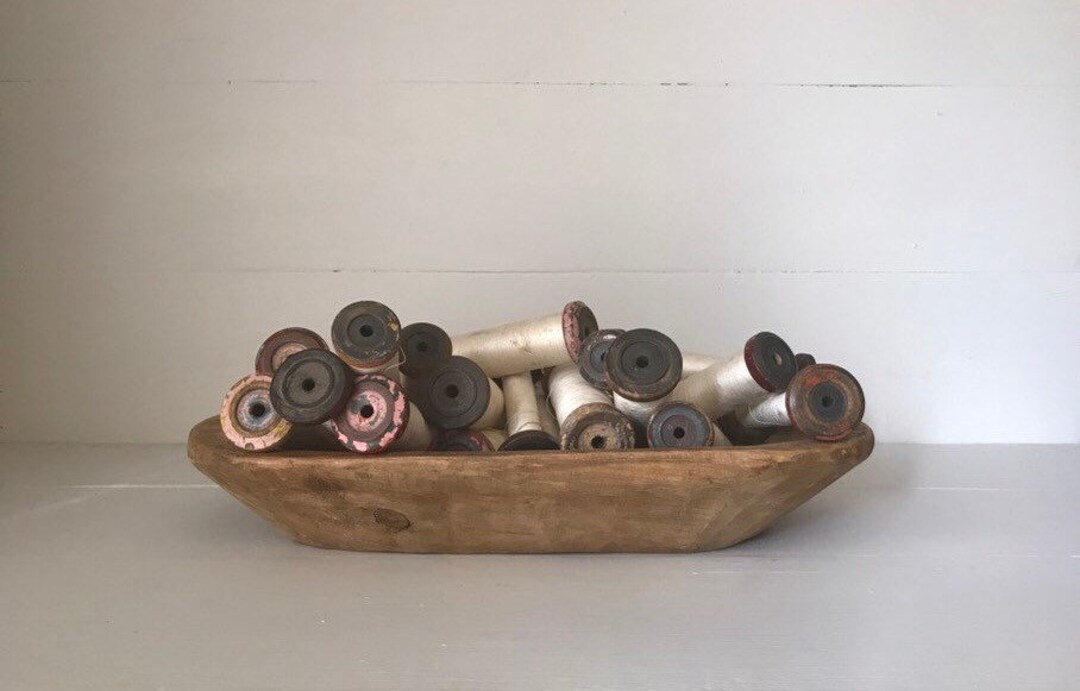 Vintage Wood Spools With White Thread - Set of Three - Etsy