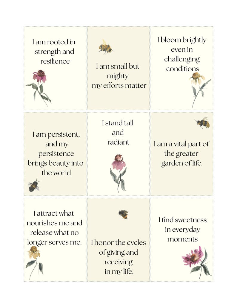 Bumblebee Affirmation Cards | Printable Deck | Digital Download ...