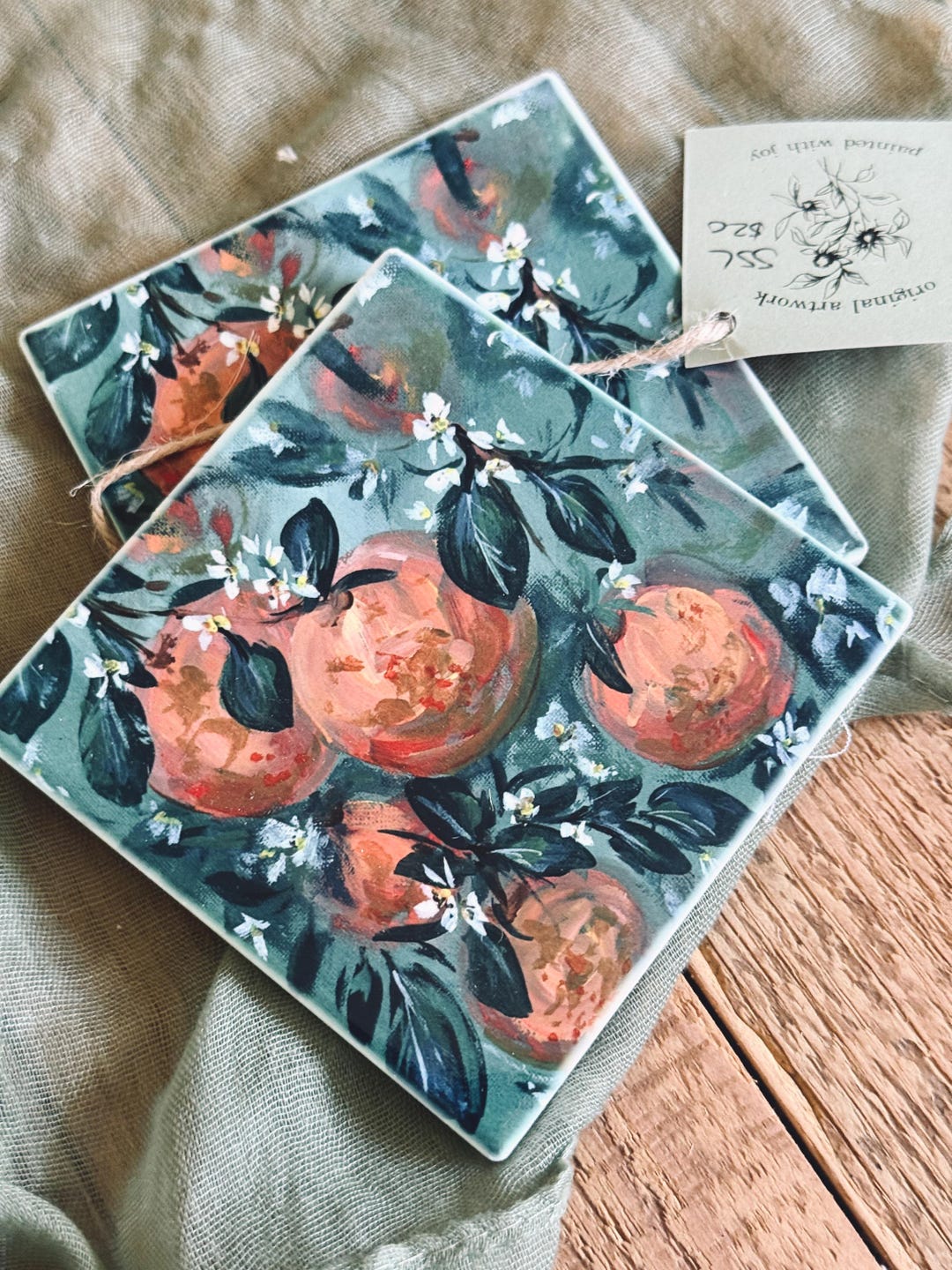 Ceramic Orange Coasters: Citrus Kitchen Decor - Etsy