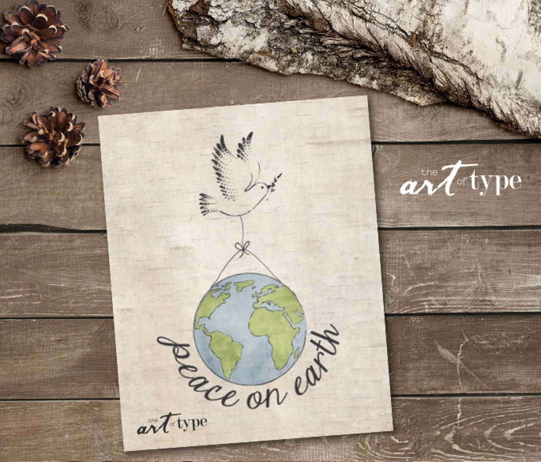 Peace on Earth Print Print, Hand Drawn INSTANT DOWNLOAD 8x10 Printable ...