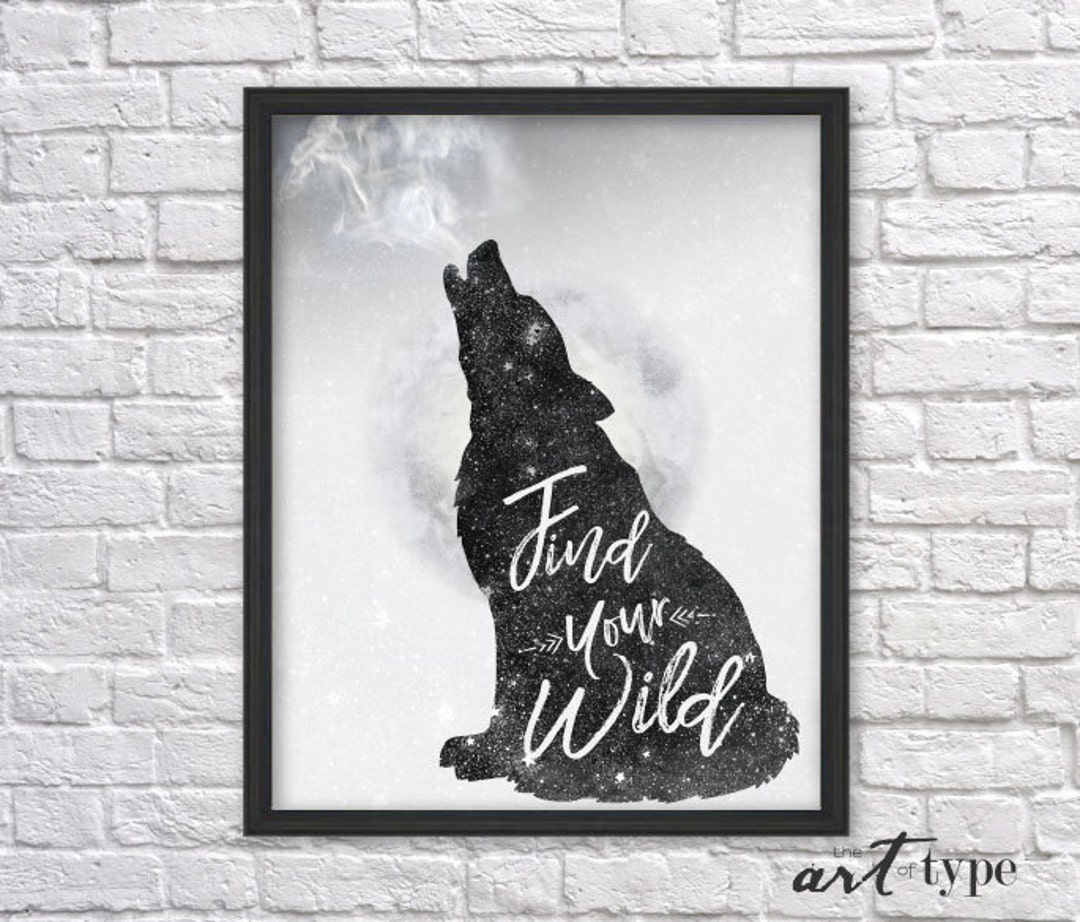Wild and Free Wolf Howl Moon Print Quote INSTANT DOWNLOAD Printable ...