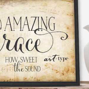 Amazing Grace Hymn Print INSTANT DOWNLOAD 8x10 Printable, Inspirational ...