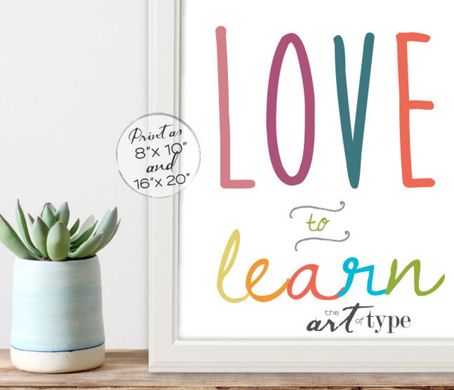 Childrens Print Love to Learn Poster INSTANT DOWNLOAD 8x10 - Etsy