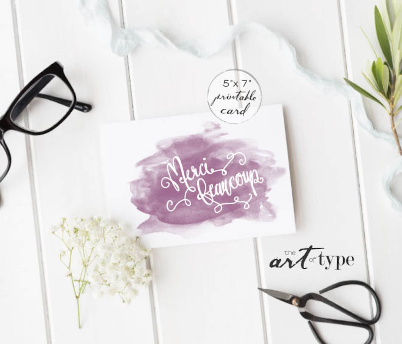 Merci Beaucoup Thank You Greeting Card INSTANT Download 5x7 Printable ...