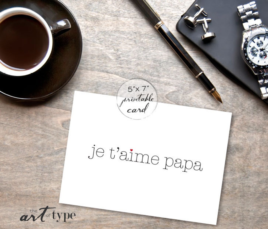 Je T'aime Papa Tarjeta de San Valentín de hija DESCARGA - Etsy España