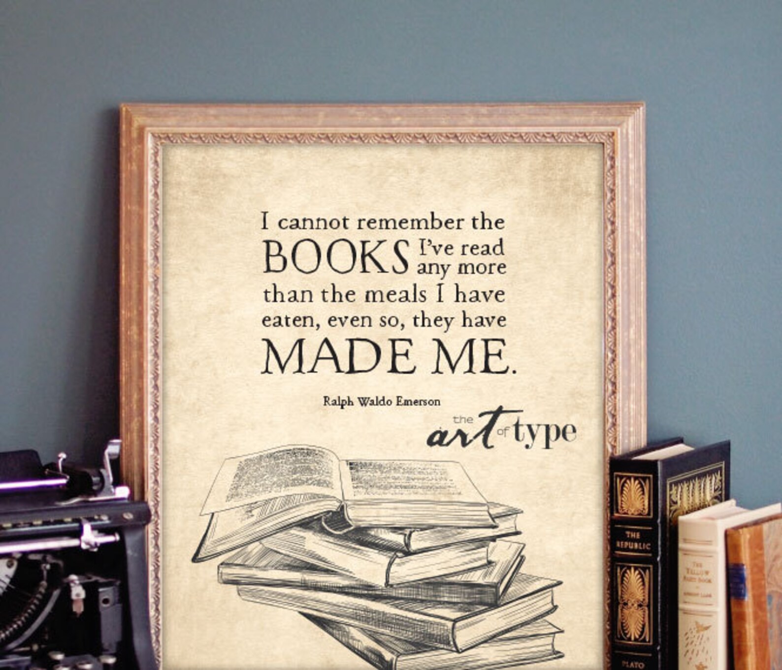 Vintage Bibliophile Quote Print Emerson Quote INSTANT - Etsy