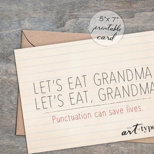 Grandma Card Let's Eat Grandma INSTANT DOWNLOAD 5x7 DIY Printable Card ...
