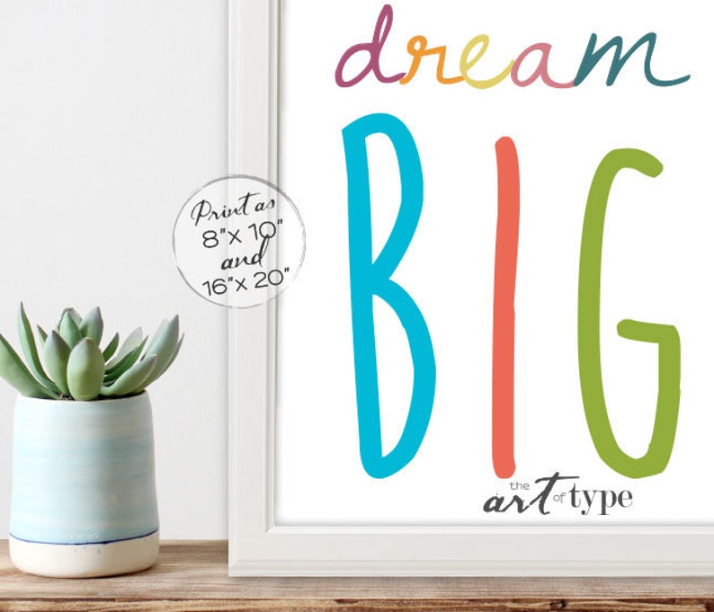 Dream Big Poster Print INSTANT DOWNLOAD 16x20 Printable - Etsy