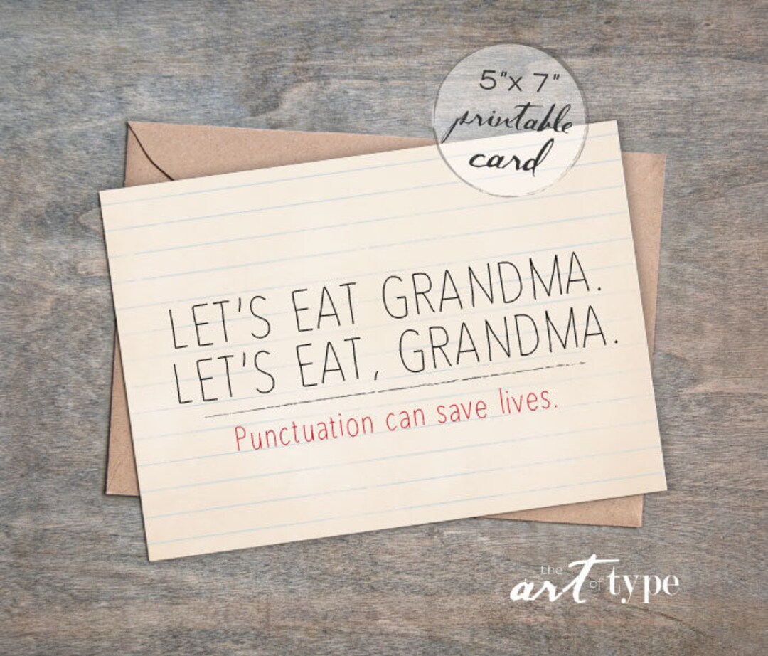 Grandma Card Let's Eat Grandma INSTANT DOWNLOAD 5x7 DIY Printable Card ...