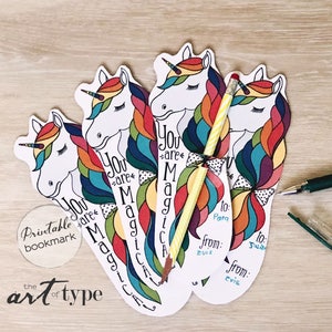 Unicorn Valentine Bookmark Winter Craft Book Club Stocking Stuffer ...