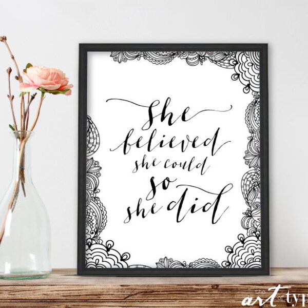 She Believed She Could so She Did Wall Art - Etsy