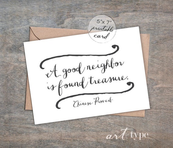 A Good Neighbor is Found Treasure Greeting Card INSTANT - Etsy