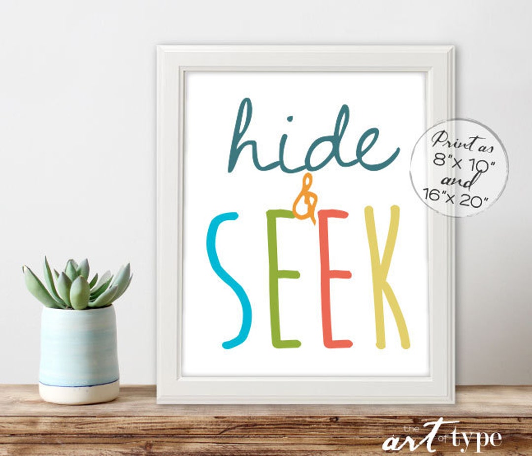 Kids Poster Print Hide and Seek INSTANT DOWNLOAD 8x10, 16x20 Printable ...