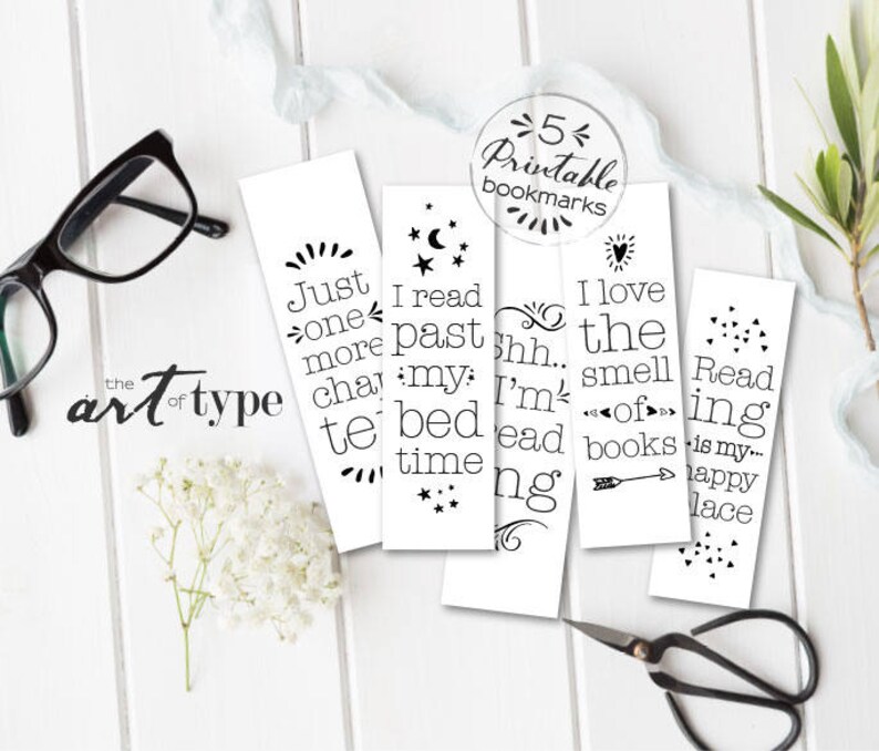 Whimsical Bookmarks Printable Reading Quotes Book Lover Gift INSTANT ...