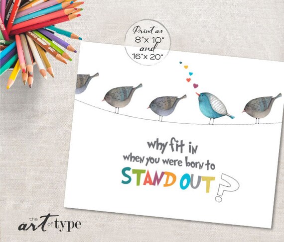 Born to Stand Out Why Fit in INSTANT DOWNLOAD 8x10 16x20 | Etsy
