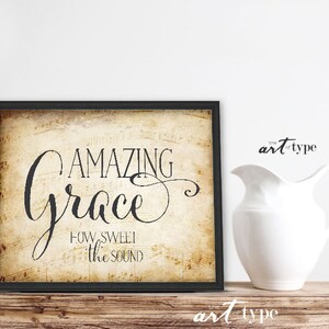 Amazing Grace Hymn Print INSTANT DOWNLOAD 8x10 Printable, Inspirational ...