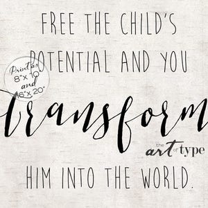 Montessori Education Quote Poster Print INSTANT Download 8x10, 16x20 ...