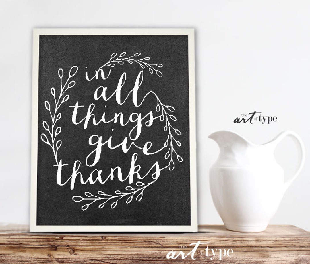 Give Thanks Printable Black & White INSTANT DOWNLOAD 8x10 Print ...