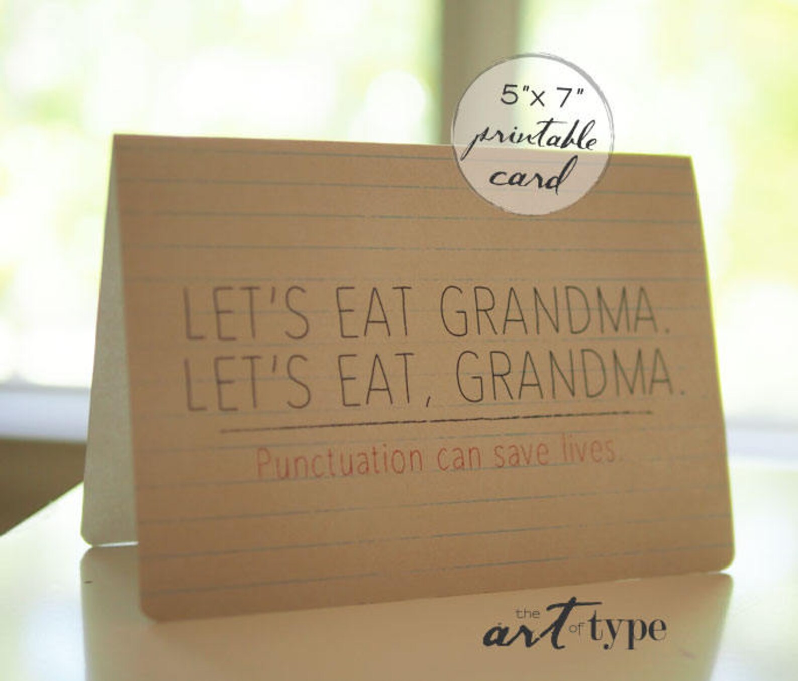 Grandma Card Let's Eat Grandma INSTANT DOWNLOAD 5x7 DIY - Etsy