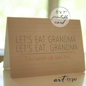 Grandma Card Let's Eat Grandma INSTANT DOWNLOAD 5x7 DIY Printable Card ...