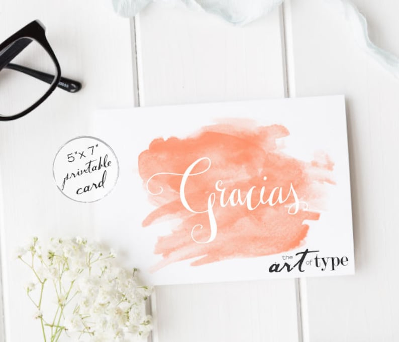 Gracias Thank You Greeting Card INSTANT Download 5x7 Printable - Etsy