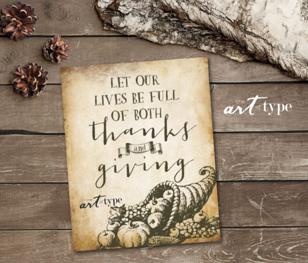 Thanks and Giving Print Quote INSTANT DOWNLOAD 8x10 Printable Autumn ...