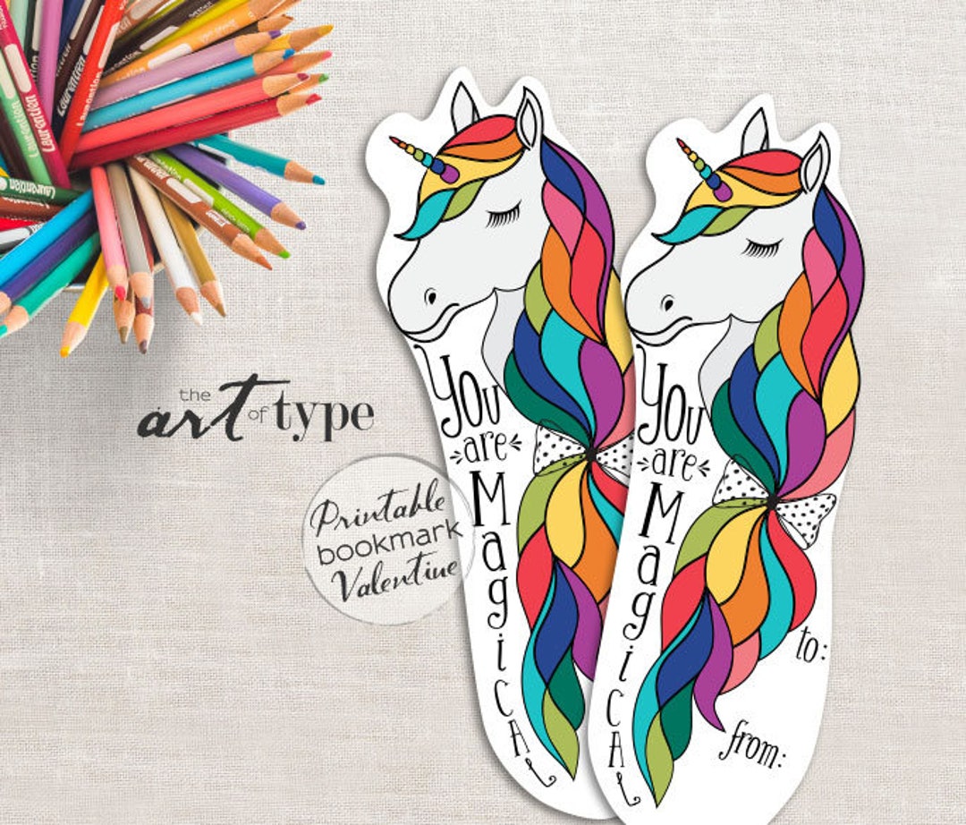 Unicorn Valentine Bookmark Winter Craft Book Club Stocking Stuffer ...