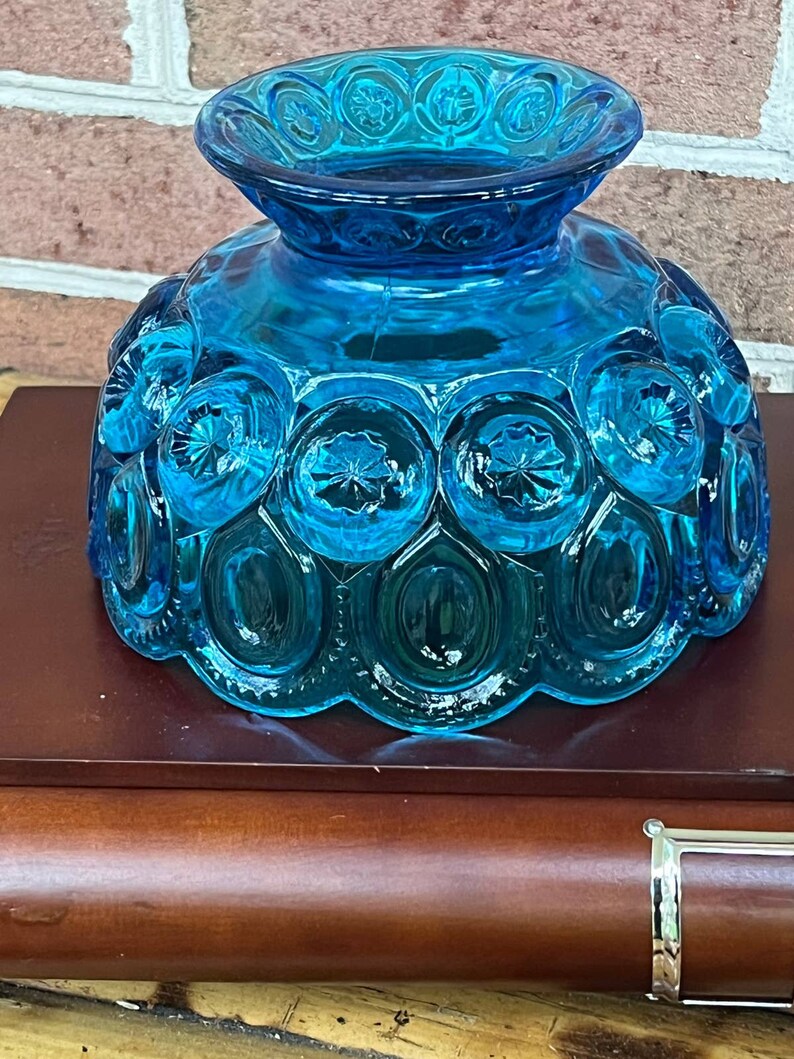 Vintage L E Smith Moon & Star Blue Glass Compote Candy Dish - Etsy