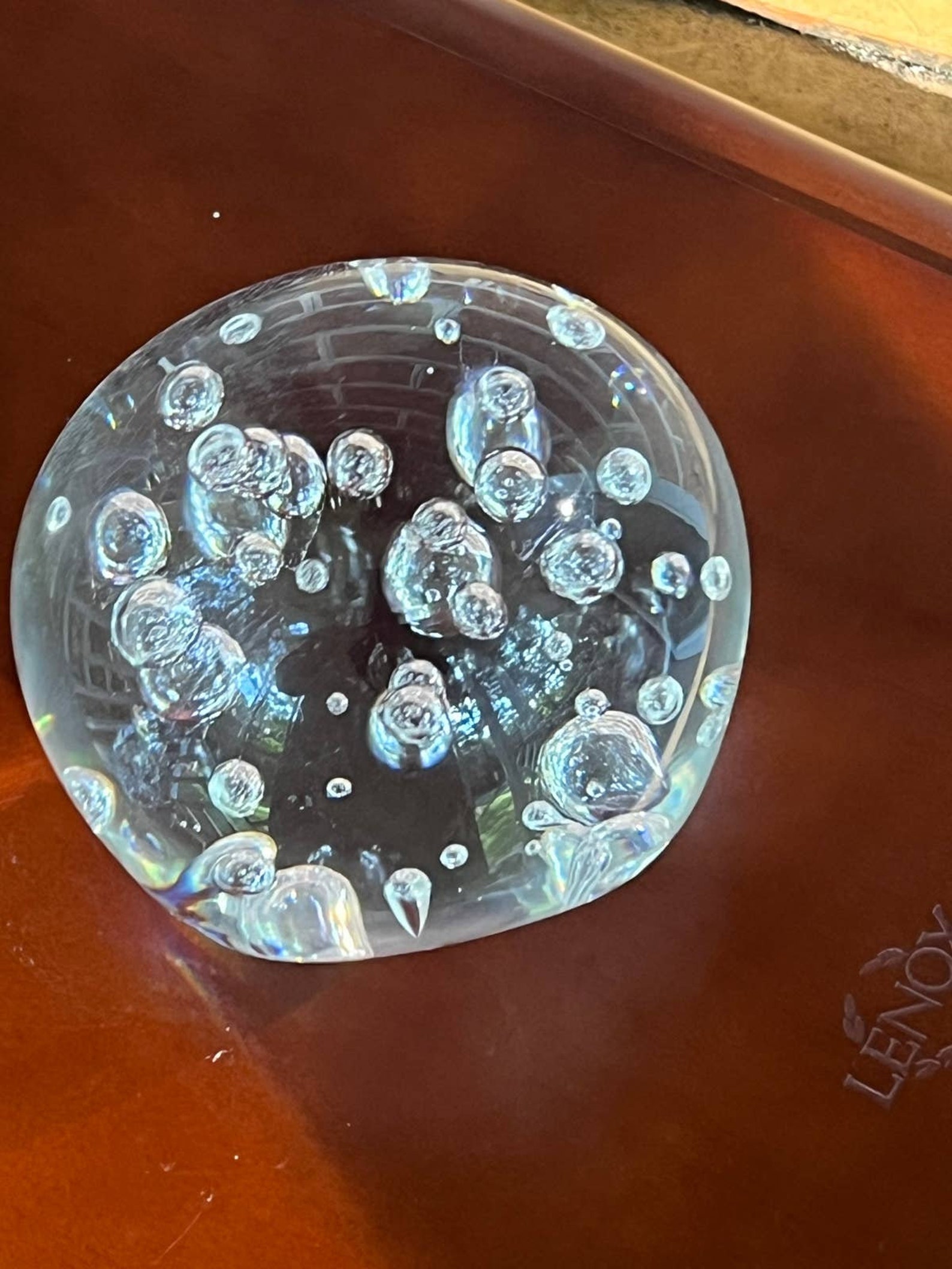 Vintage Round Art Glass Paperweight W/random Bubbles Clear Heavy - Etsy