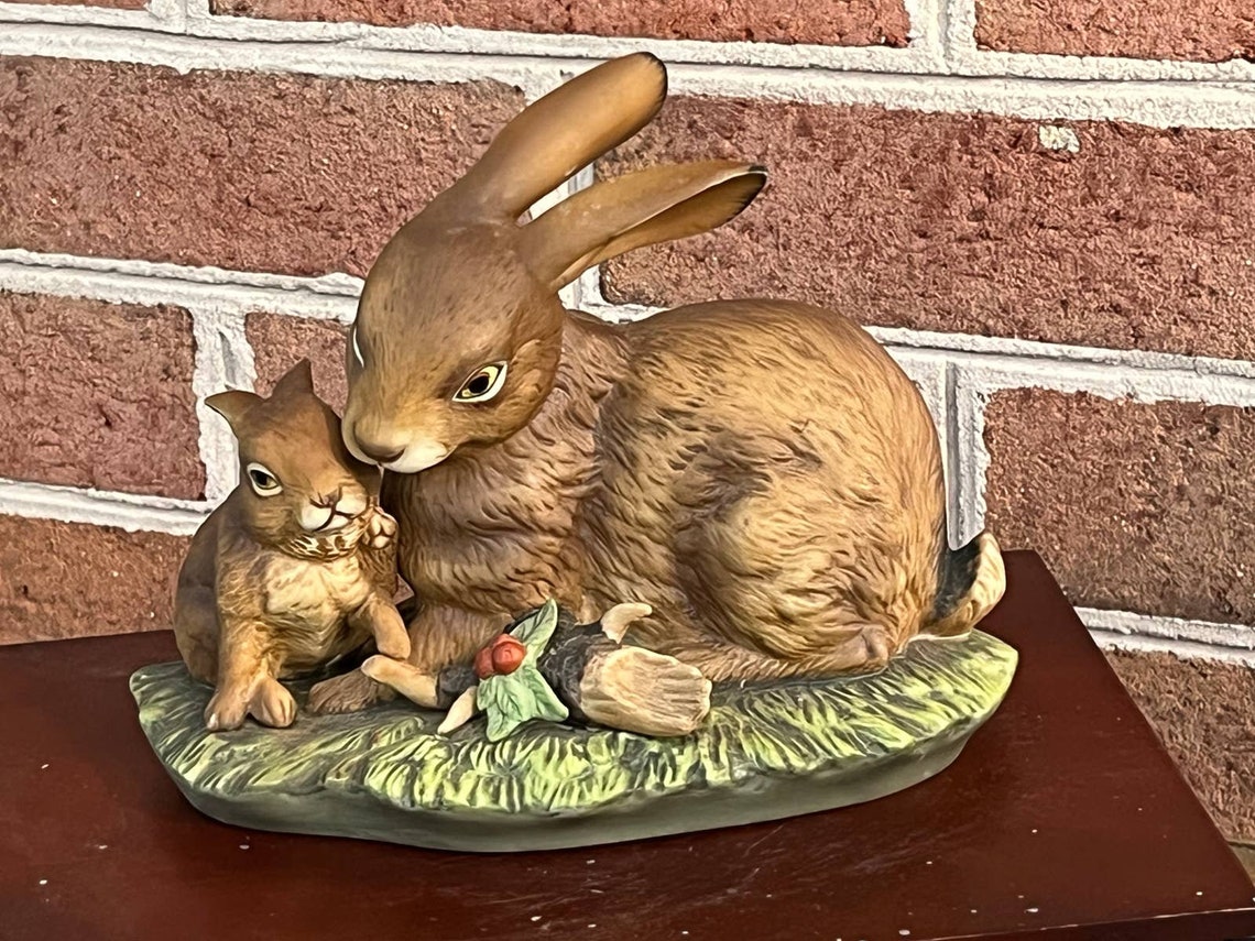 Vintage Homco Masterpiece Rabbits Bunny Figurine 1979 Mother & Baby - Etsy
