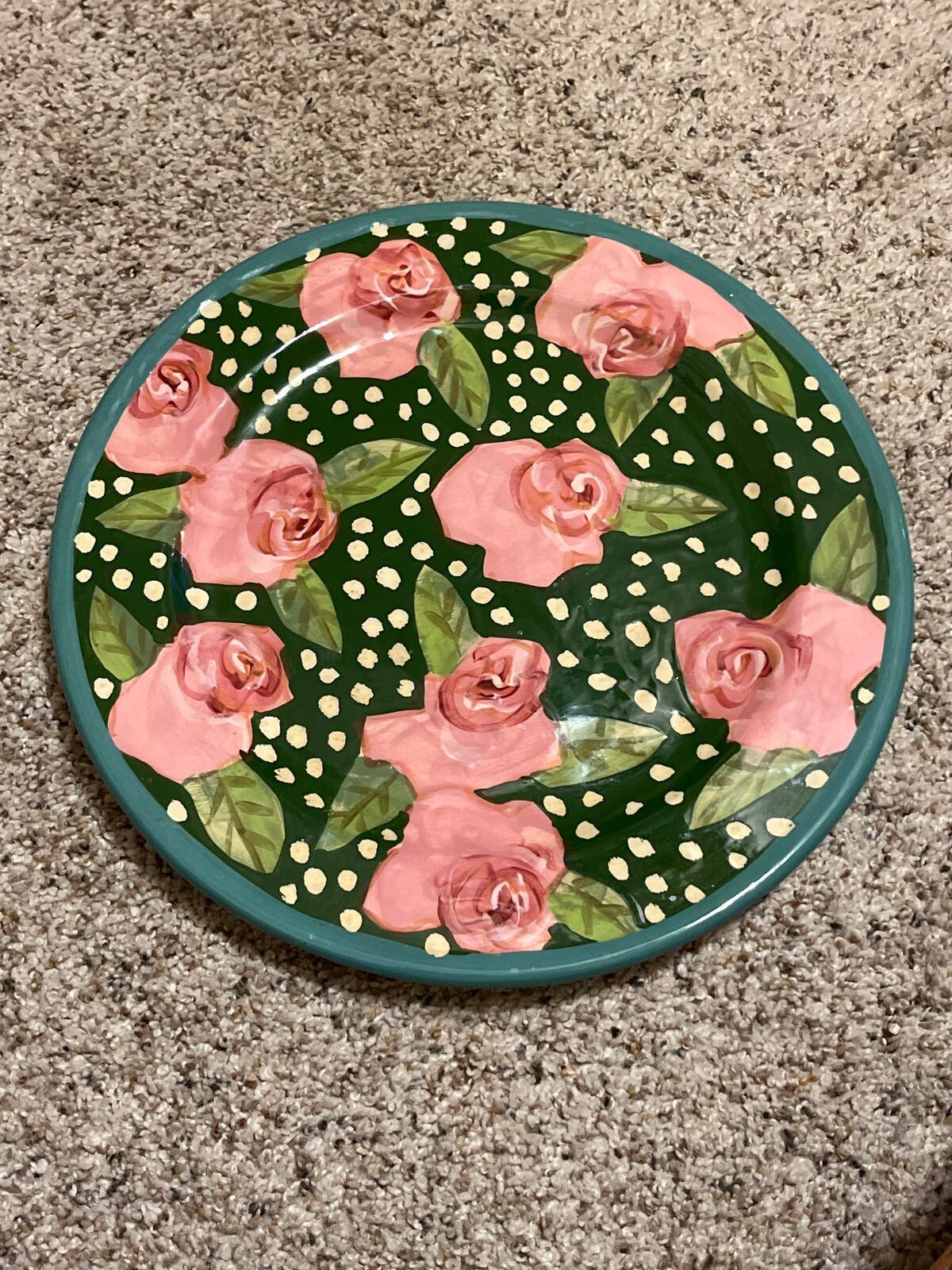 Droll Designs Green Rose Plate - Etsy