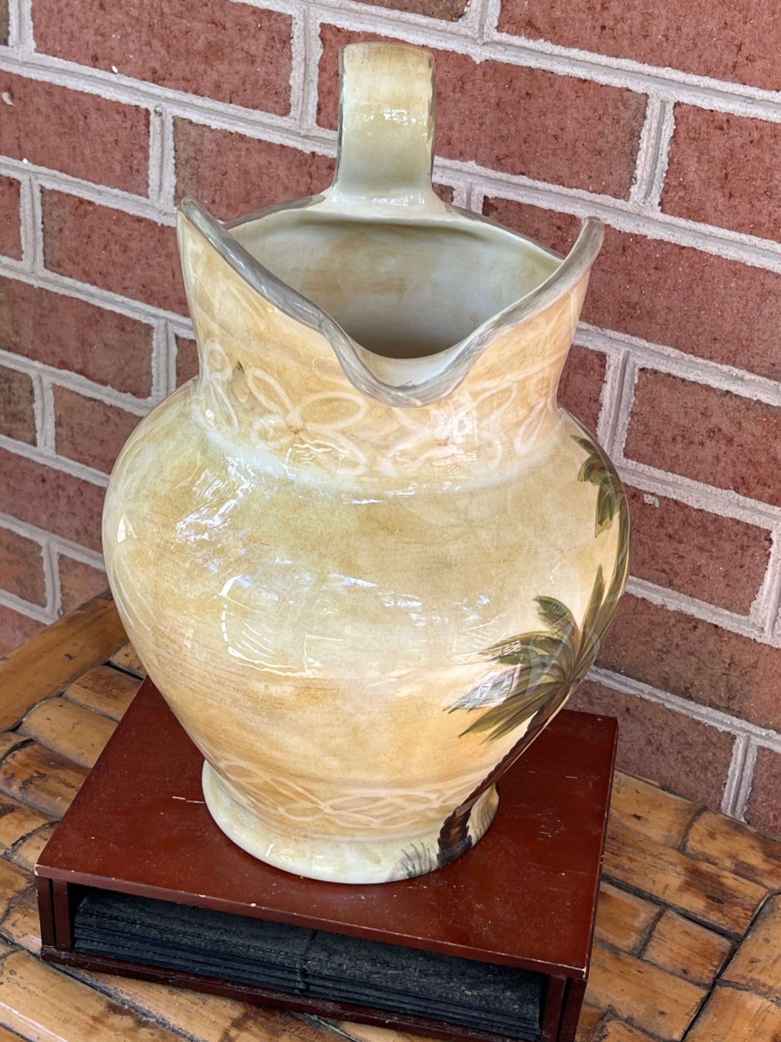 Bellagio Pitcher by TABLETOPS UNLIMITED Palm Trees Jug Hand Painted - Etsy