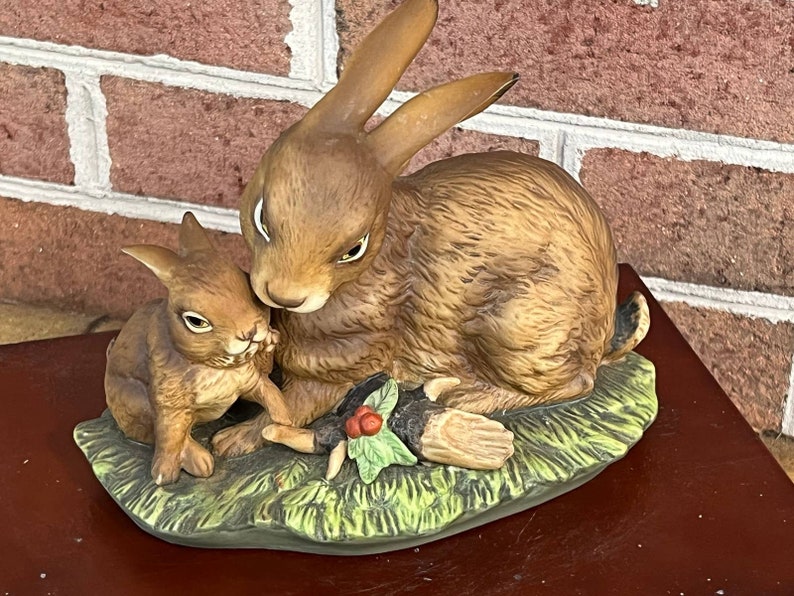 Vintage Homco Masterpiece Rabbits Bunny Figurine 1979 Mother & Baby - Etsy
