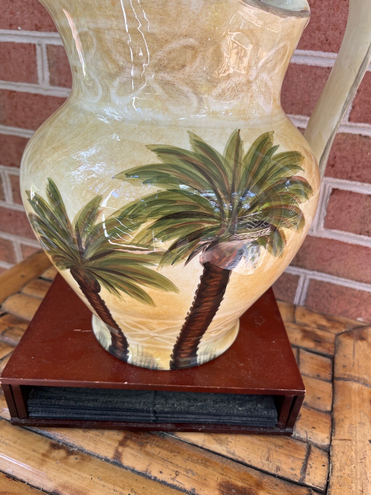 Bellagio Pitcher by TABLETOPS UNLIMITED Palm Trees Jug Hand Painted - Etsy