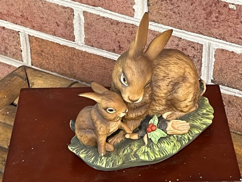 Vintage Homco Masterpiece Rabbits Bunny Figurine 1979 Mother & Baby - Etsy