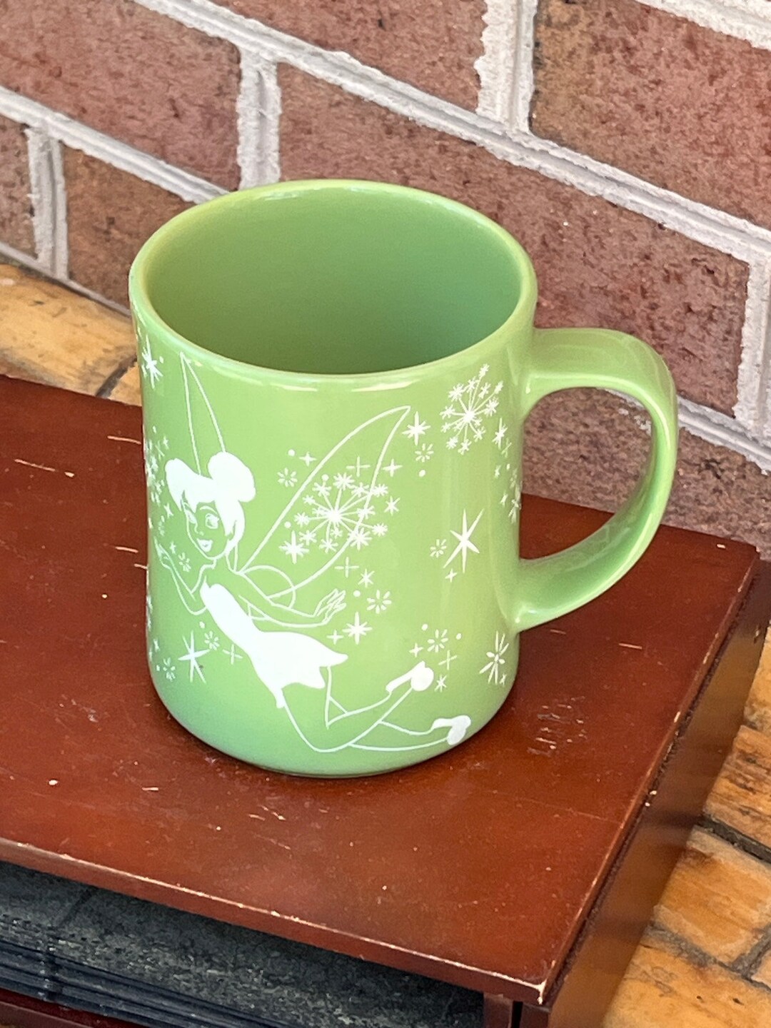 Tinkerbell Disney Store Mug Green White - Etsy
