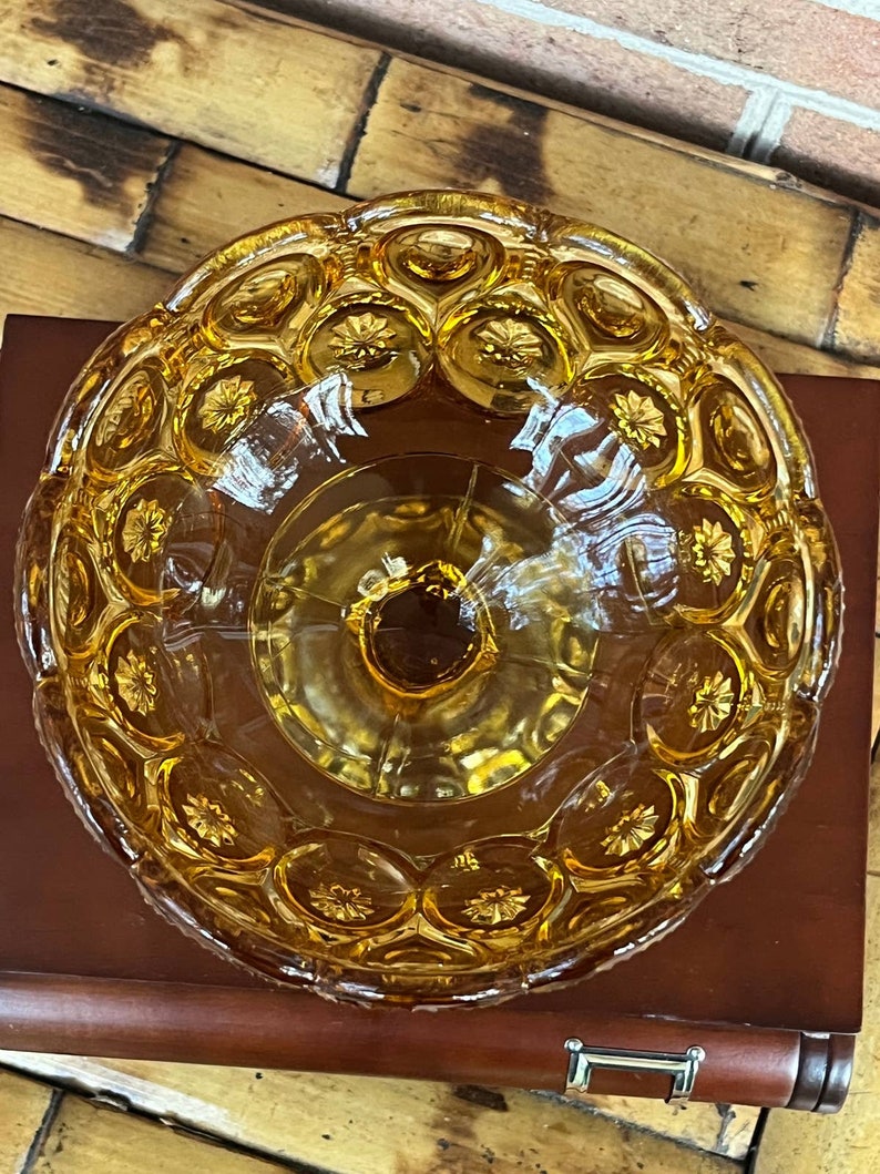 Vintage L E Smith Moon & Stars Amber Pedestal Open Glass - Etsy Vintage L E Smith Moon & Stars Amber Pedestal Open Glass - Etsy